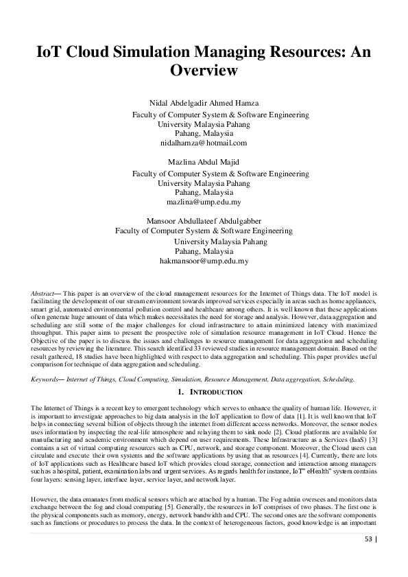 (PDF) Iot cloud simulation managing resources: an overview (PDF) Iot cloud simulation managing resources: an overview