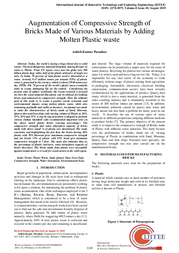 (PDF) Augmentation of Compressive Strength of Bricks Made of Various ...