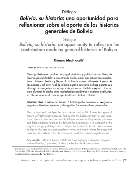 (PDF) Bolivia, su historia: una oportunidad para reflexionar sobre el ...