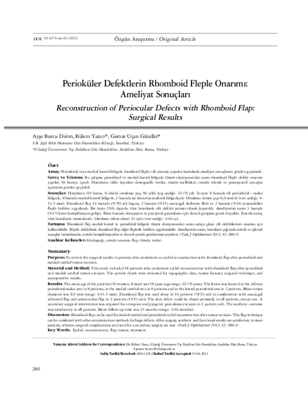 (PDF) Reconstruction of Periocular Defects with Rhomboid Flap: Surgical ...