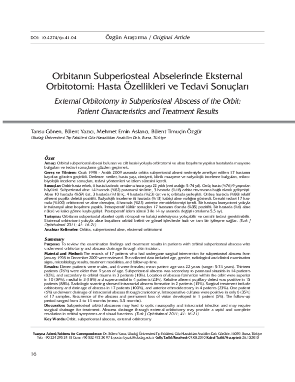 (PDF) External Orbitotomy in Subperiosteal Abscess of the Orbit