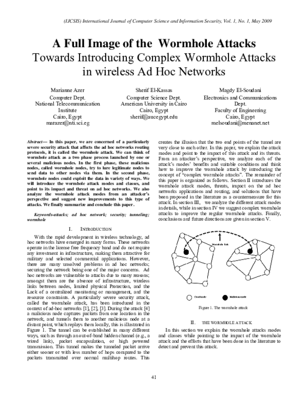(PDF) A Full Image of the Wormhole Attacks - Towards Introducing Complex Wormhole Attacks in ...