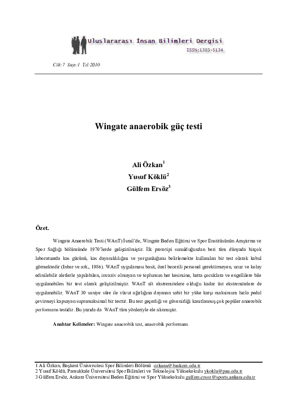 (PDF) Wingate anaerobic power test