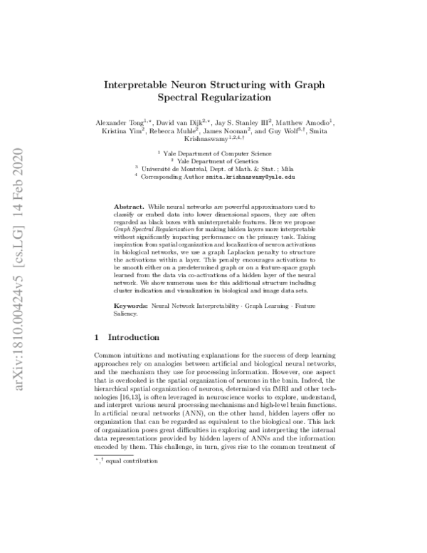 (PDF) Graph Spectral Regularization for Neural Network Interpretability (PDF) Graph Spectral Regularization for Neural Network Interpretability