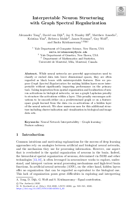 (PDF) Interpretable Neuron Structuring with Graph Spectral Regularization