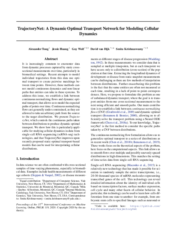 (PDF) TrajectoryNet: Dynamic Transport for Cell Data