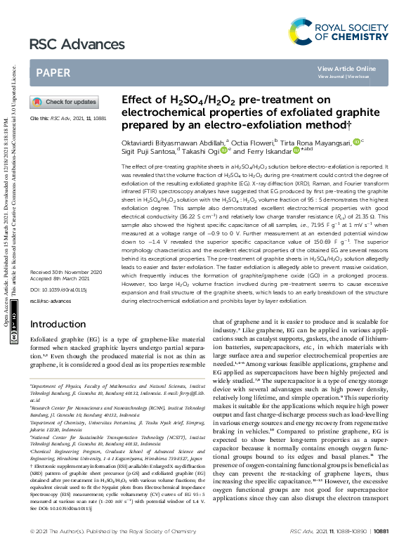 (PDF) Effect of H2SO4/H2O2 pre-treatment on electrochemical properties ...