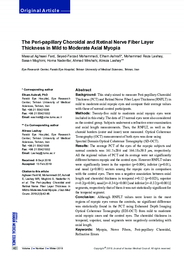 (PDF) The Peri-papillary Choroidal and Retinal Nerve Fiber Layer ...