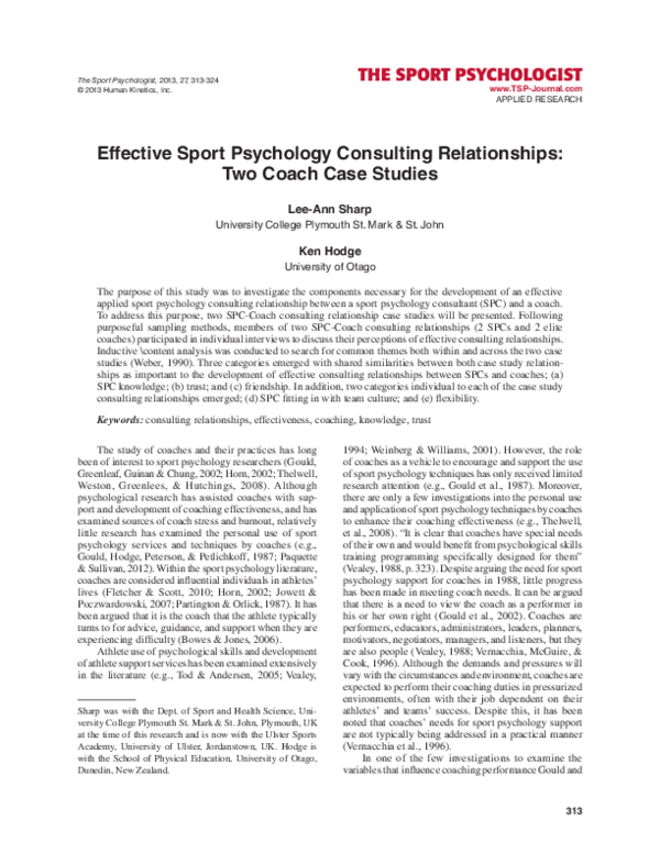(PDF) Effective Sport Psychology Consulting Relationships: Two Coach ...