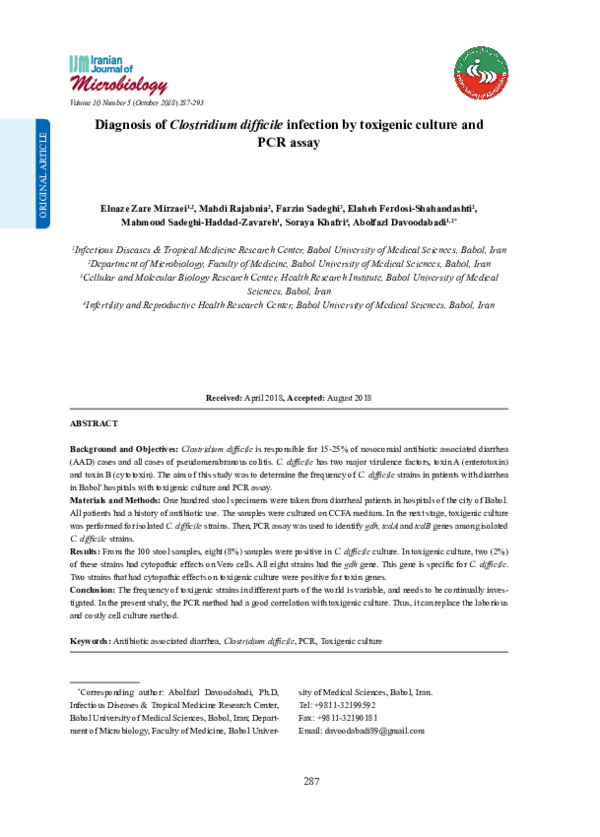 (PDF) Diagnosis of Clostridium difficile infection by toxigenic culture ...