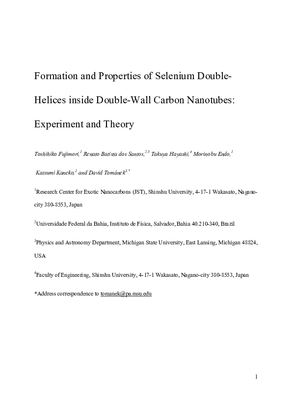 (PDF) Formation and Properties of Selenium Double-Helices inside Double ...