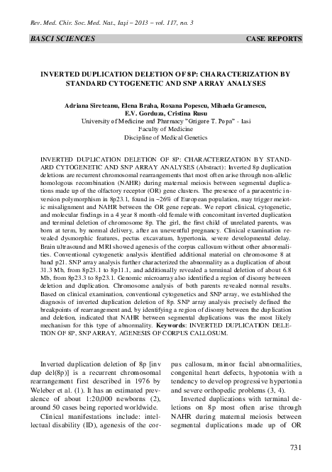 (PDF) Inverted duplication deletion of 8P: characterization by standard ...