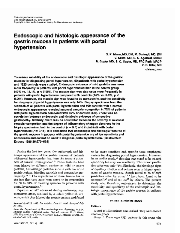 (PDF) Endoscopic and histologic appearance of the gastric mucosa in ...