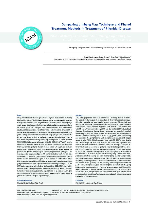 (PDF) Comparing Limberg Flap Technique and Phenol Treatment Methods in ...