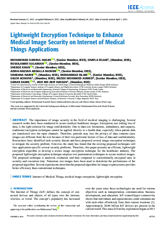 (PDF) Lightweight Encryption Technique to Enhance Medical Image ...