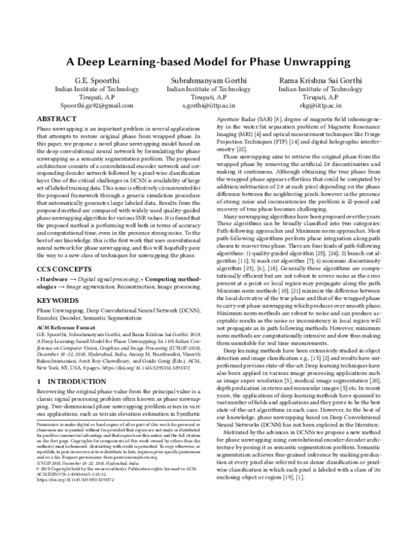 (PDF) A Deep Learning-based Model for Phase Unwrapping