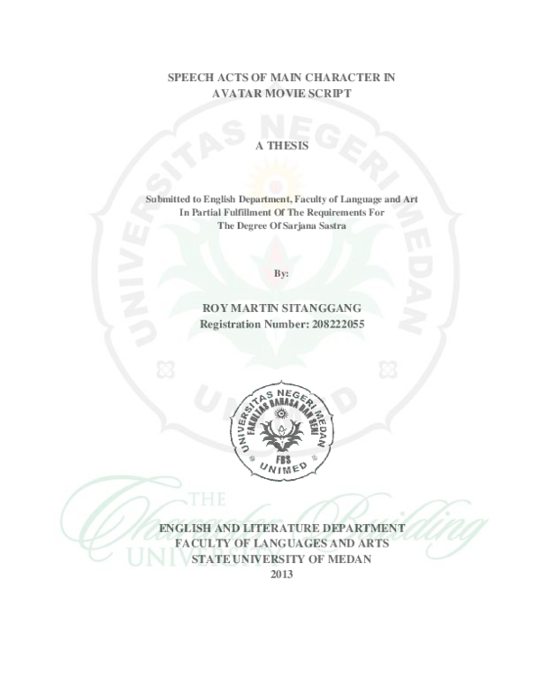(PDF) Speech Acts of Main Character in Avatar Movie Script