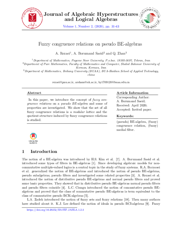 (PDF) Journal of Algebraic Hyperstructures and Logical Algebras