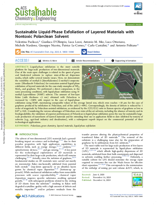 (PDF) Sustainable Liquid-Phase Exfoliation of Layered Materials with ...