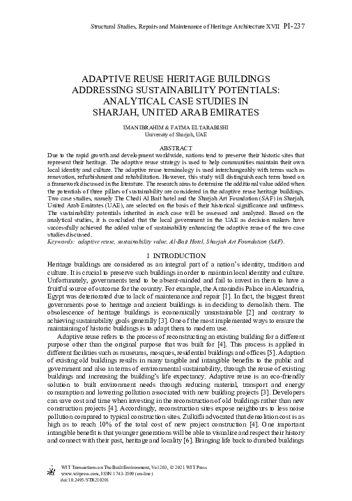 (PDF) Adaptive Reuse Heritage Buildings Addressing Sustainability ...