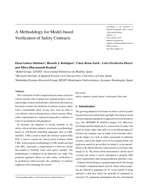 Pdf A Methodology For Model Based Verification Of Safety Contracts And Performance