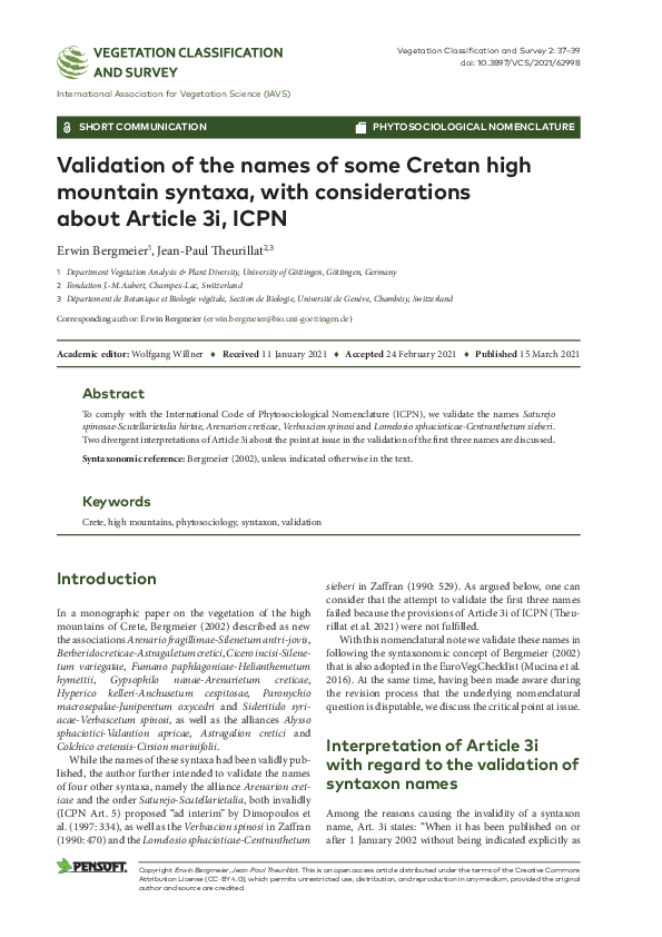 (PDF) Validation of the names of some Cretan high mountain syntaxa ...