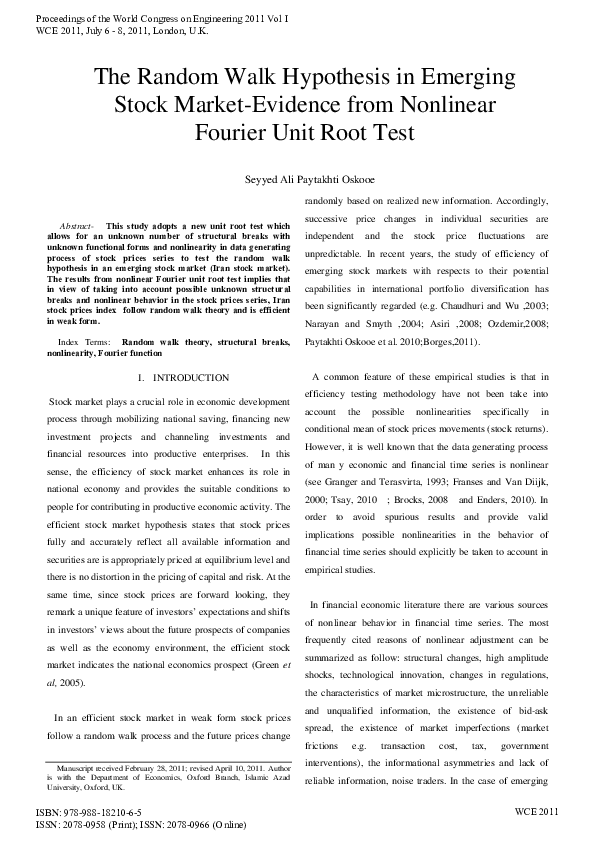 (PDF) The random walk hypothesis in emerging stock market