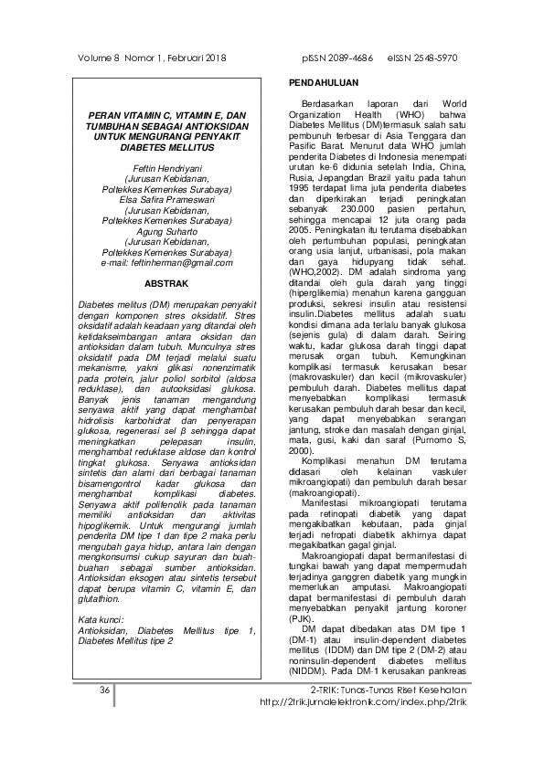 (PDF) Peran Vitamin C, Vitamin E, Dan Tumbuhan Sebagai Antioksidan ...