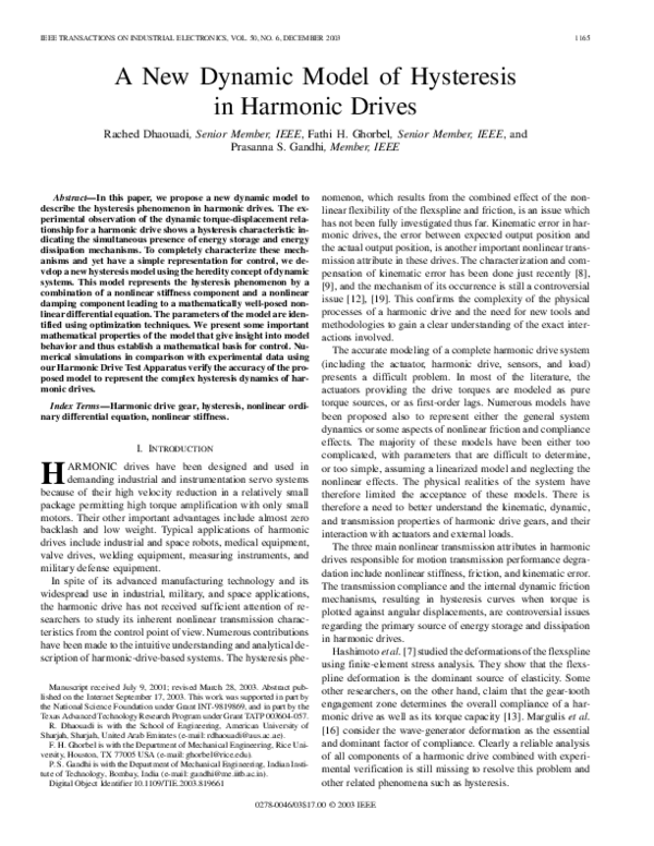 (PDF) A New Dynamic Model of Hysteresis In Harmonic Drives
