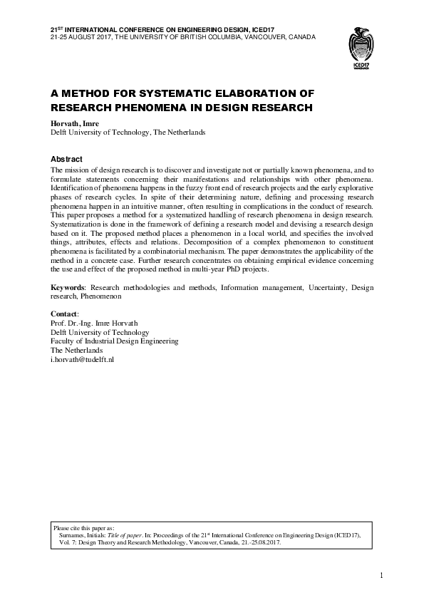 (PDF) A method for systematic elaboration of research phenomena in ...