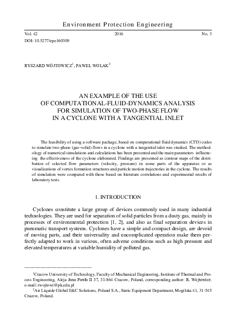Pdf An Example Of The Use Of Computational Fluid Dynamics Analysis For Simulation Of Two Phase 0943