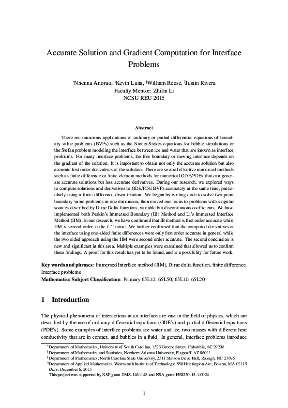 Pdf Accurate Solution And Gradient Computation For Interface Problems