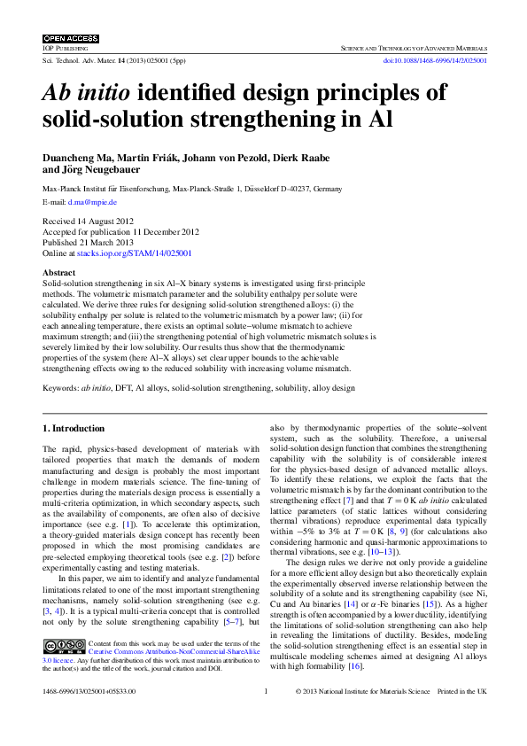 Pdf Ab Initio Identified Design Principles Of Solid Solution