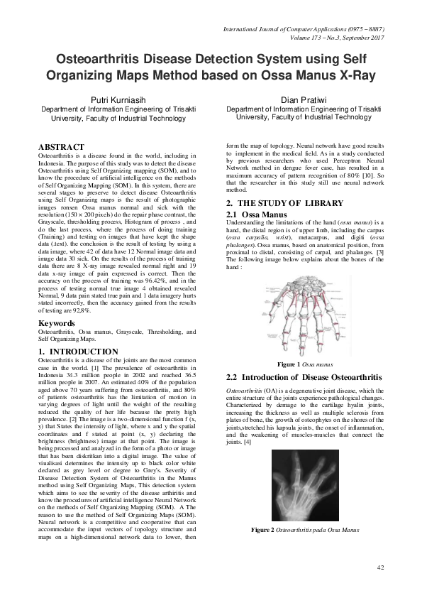 (PDF) Osteoarthritis Disease Detection System using Self Organizing Maps Method based on Ossa ...
