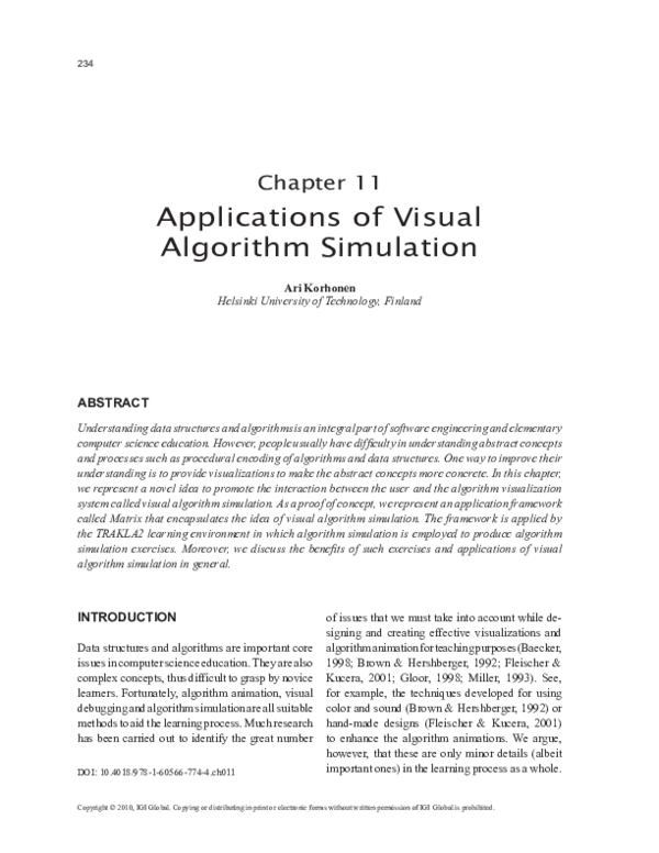 (PDF) Chapter 11 Applications of Visual Algorithm Simulation