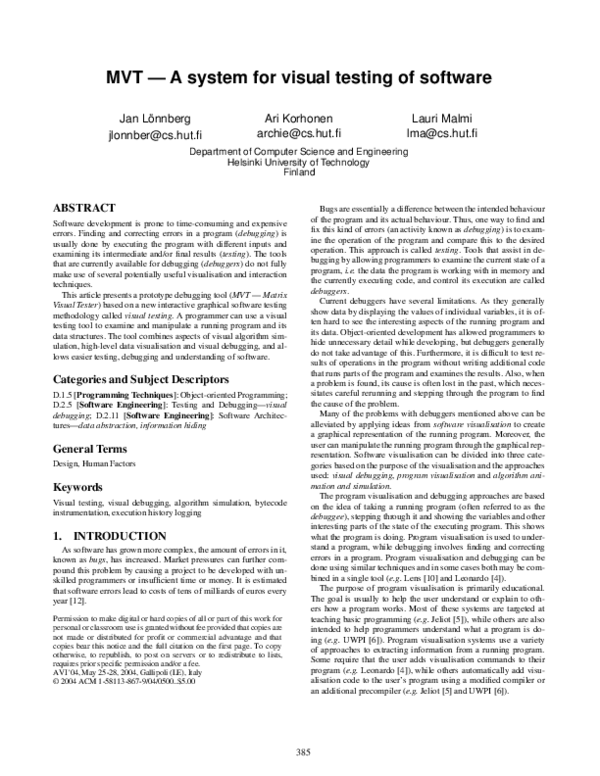 (PDF) MVT: a system for visual testing of software