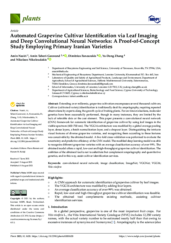 (PDF) Automated Grapevine Cultivar Identification via Leaf Imaging and Deep Convolutional Neural ...