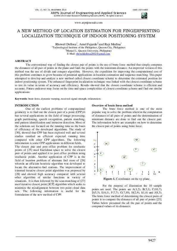 (PDF) A New Method of Location Estimation for Fingerprinting Localization Technique of Indoor ...