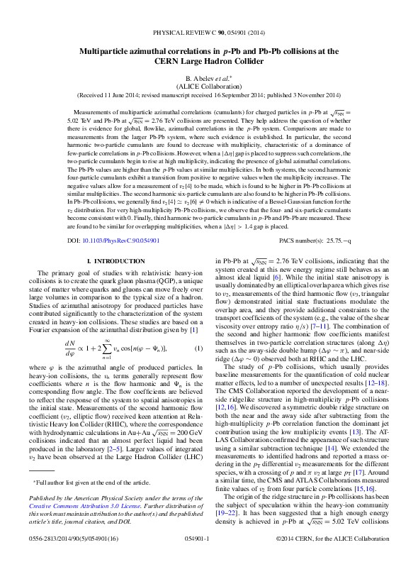 Pdf Multi Particle Azimuthal Correlations In P Pb And Pb Pb
