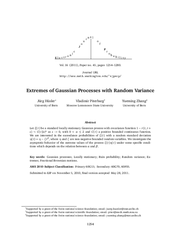 (PDF) Extremes of Gaussian Processes with Random Variance