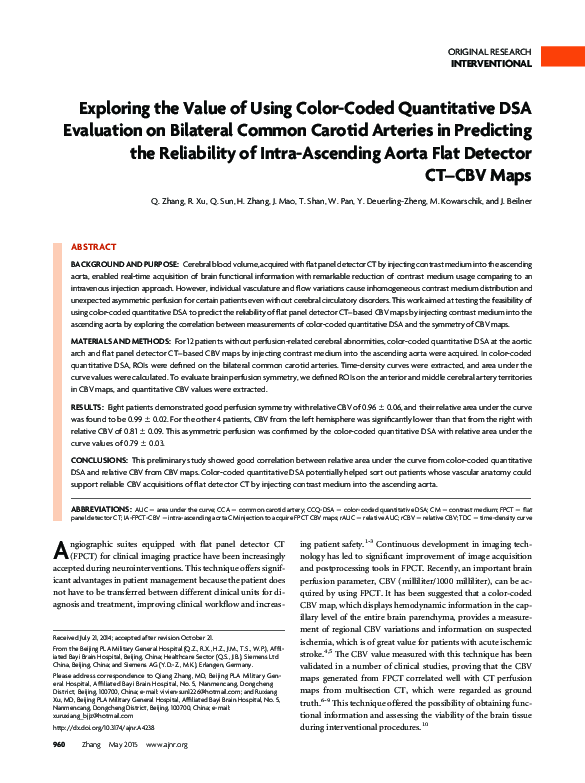 (PDF) Exploring the Value of Using Color-Coded Quantitative DSA ...