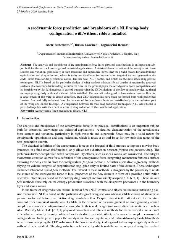 (PDF) Aerodynamic force prediction and breakdown of a NLF wing-body ...