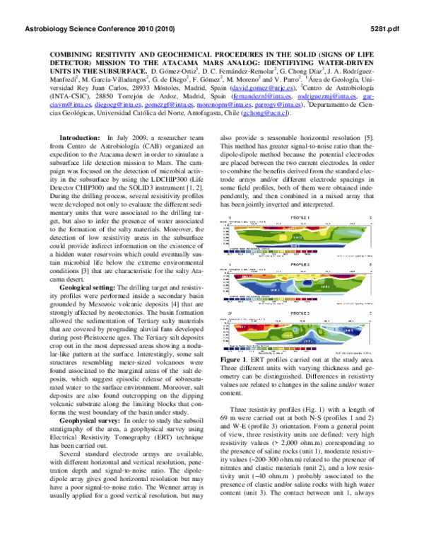 (PDF) Combining Resitivity and Geochemical Procedures in the SOLID ...