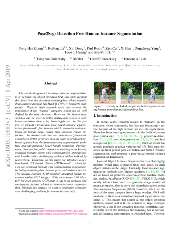 (PDF) Pose2Seg: Detection Free Human Instance Segmentation