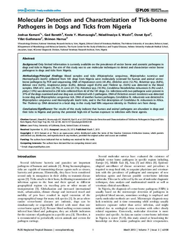 (PDF) Molecular Detection and Characterization of Tick-borne Pathogens ...