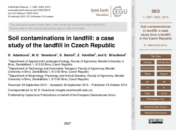 (PDF) Soil contaminations in landfill: a case study of the landfill in ...