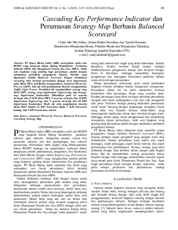 (PDF) Cascading Key Performance Indicator dan Perumusan Strategy Map ...