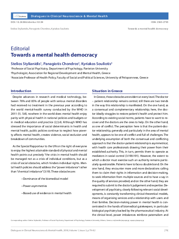 (PDF) Towards a mental health democracy