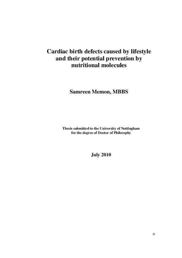 (PDF) Cardiac birth defects caused by lifestyle and their potential ...