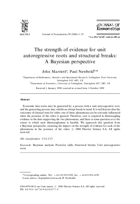 (PDF) The strength of evidence for unit autoregressive roots and structural breaks: A Bayesian ...
